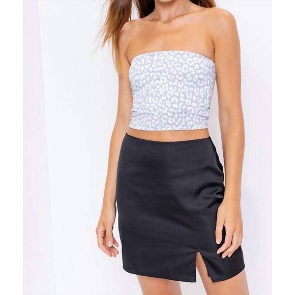 Le Lis | Tops | Newle Lis Leopard Print Tube Top In Bluewhite | Poshmark
